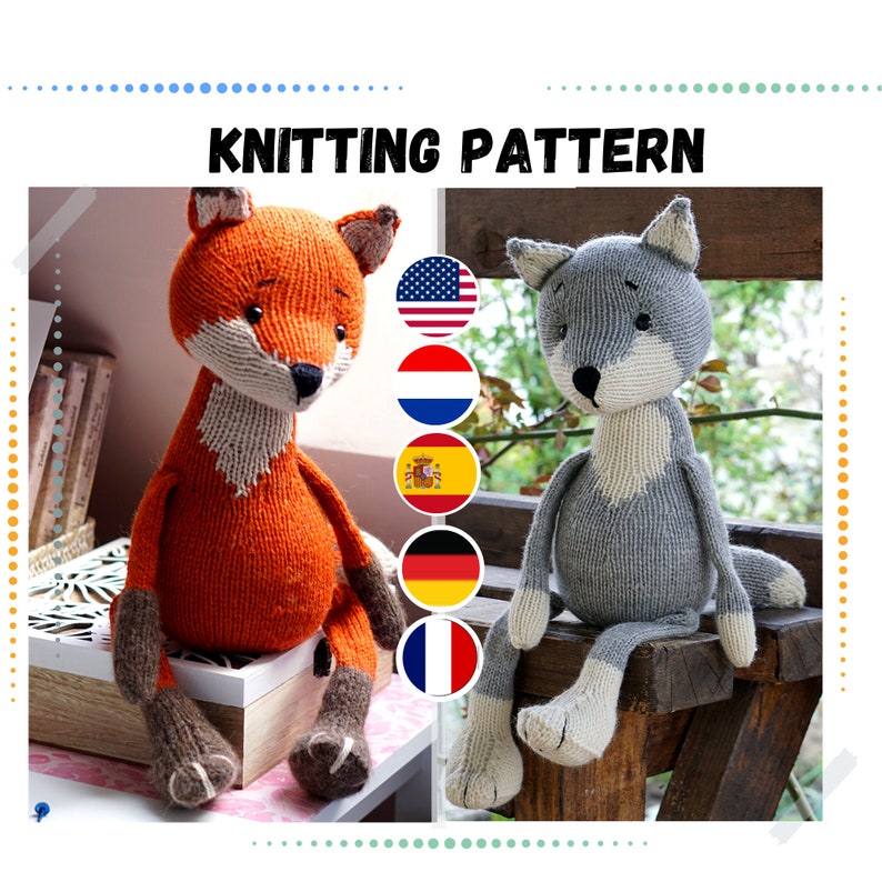 Fox and Wolf Knitting Pattern Toy Knitting Pattern / - Etsy