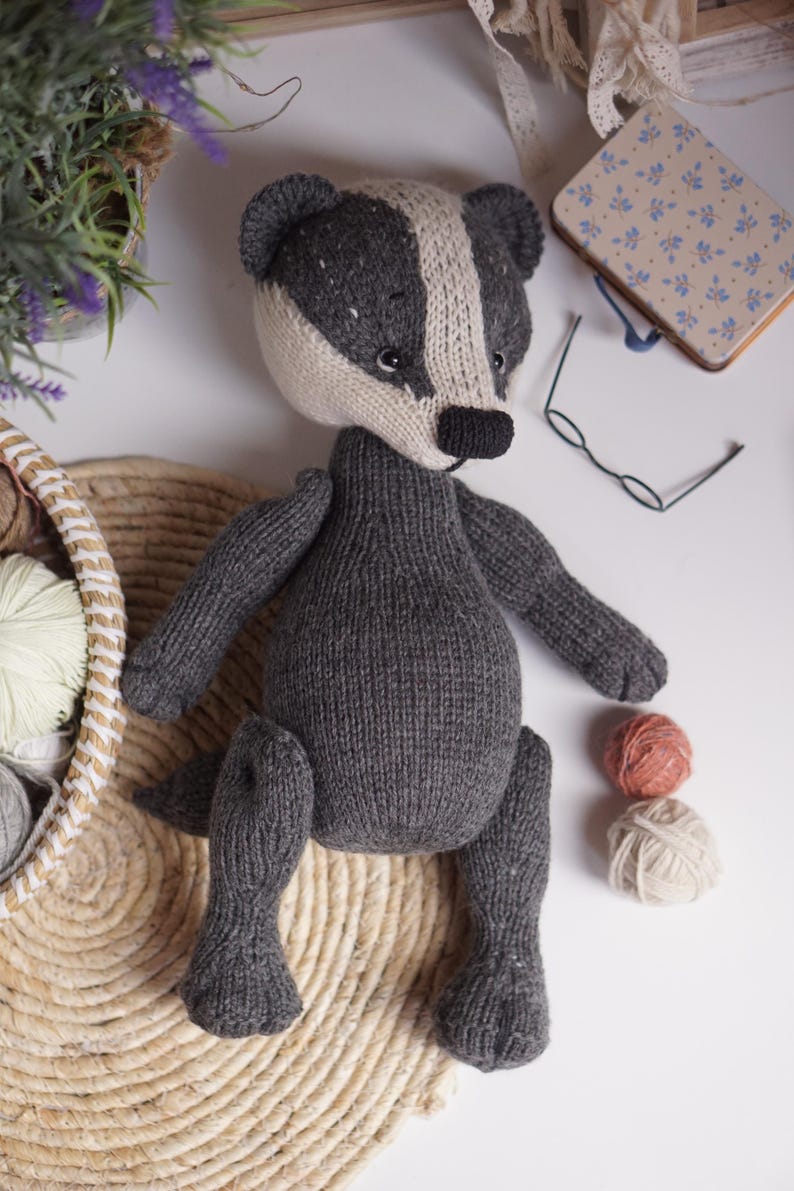 Badger Knitting Toy Pattern - Toy Knitting Patterns / Polushkabunny - Etsy
