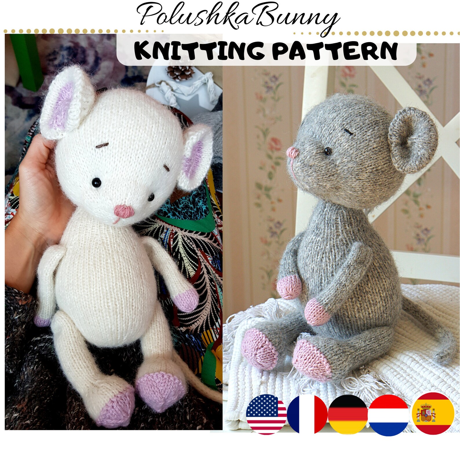 Mouse Knitting Pattern 13 Inches Tall Toy Knitting Pattern - Etsy UK