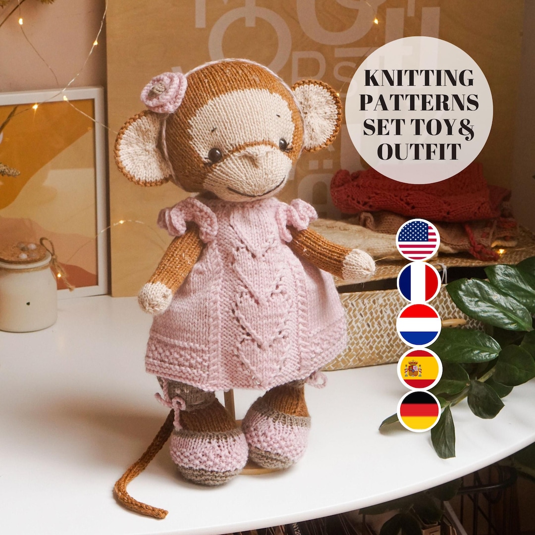 Knitting Monkey Pattern Set / Monkey and Clothes / Knitting Pattern ...