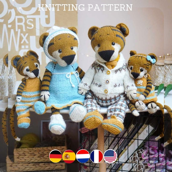 SET Knitting Patterns / Tiger Family / Animal Knitting - Etsy