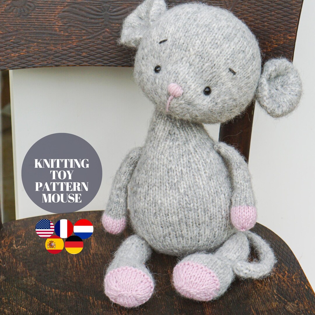 Mouse Knitting Pattern (13 Inches Tall) - Toy Knitting Pattern ...
