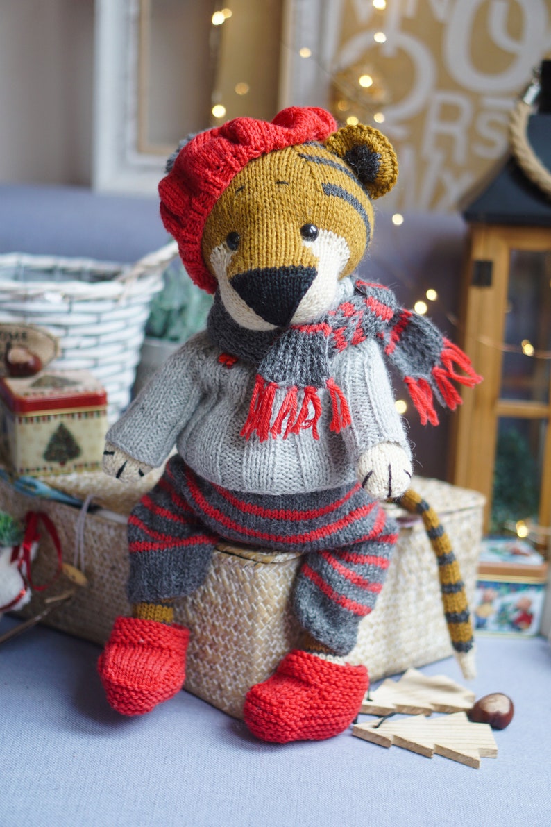 Christmas Tiger Toy Knitting Patterns / Toy Knitting Patterns - Etsy