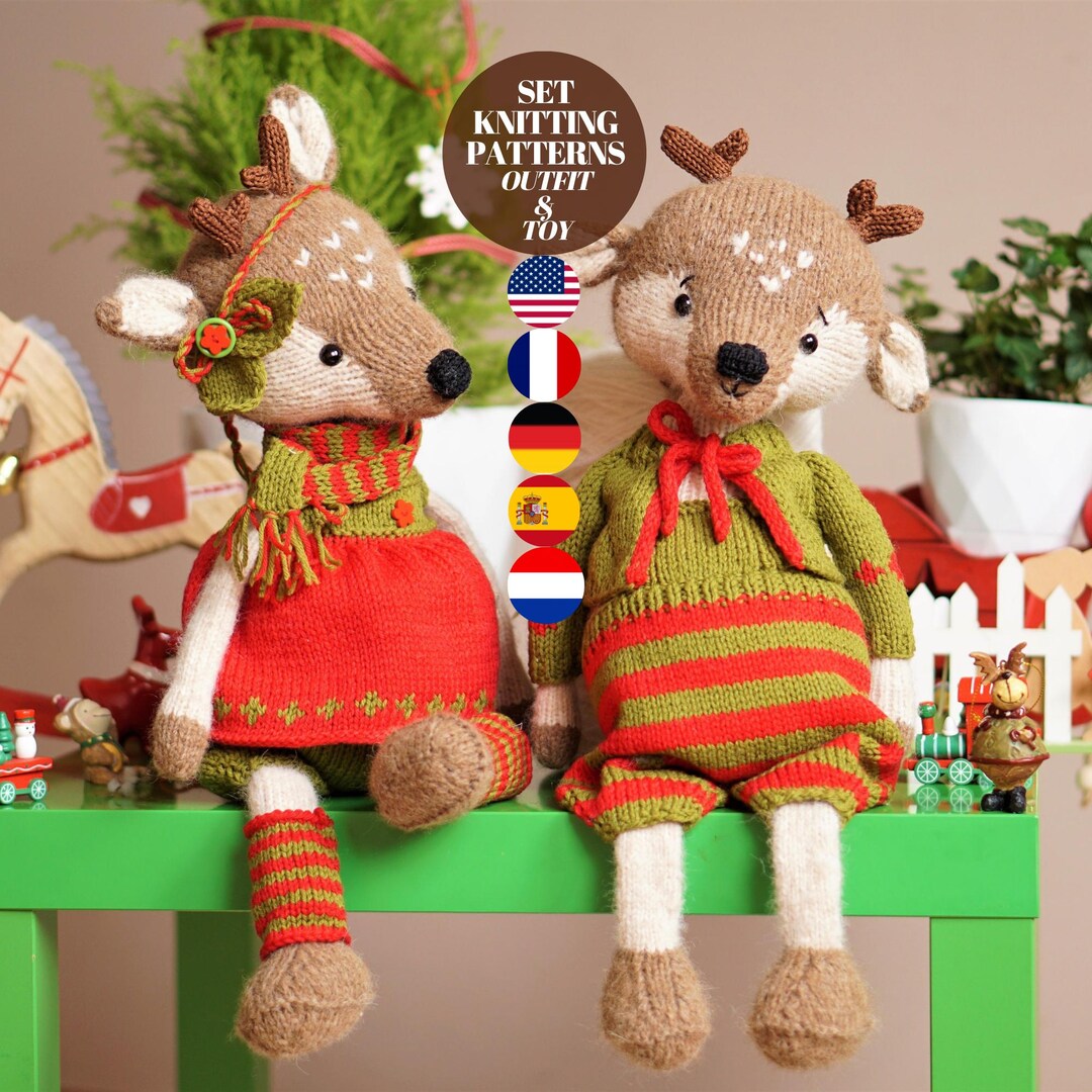 SET Knitting Patterns / Reindeer Knit Pattern /christmas Knitted ...