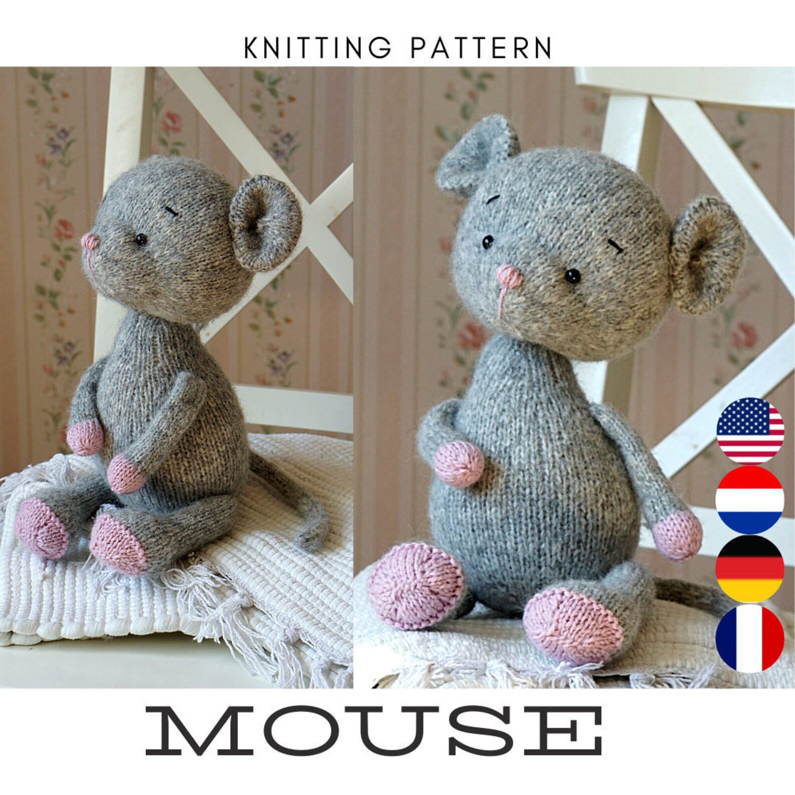 Mouse Knitting Pattern 13 Inches Tall Toy Knitting Pattern - Etsy