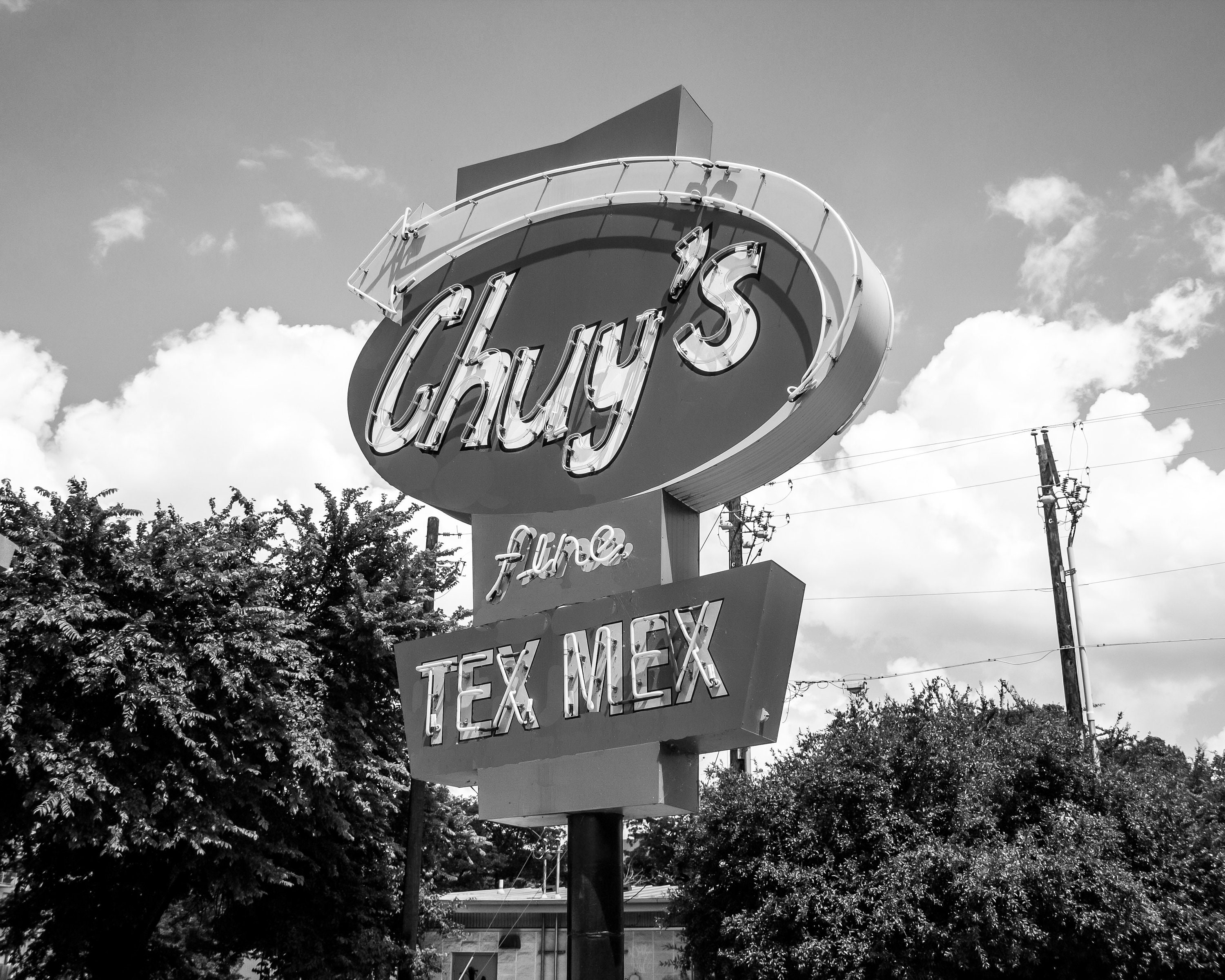 Chuy's Tex Mex Sign (black and White)- Fine Art Print, Austin ...