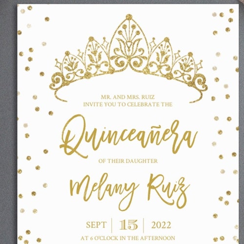 Gold Crown Quinceañera Invitation Quinceanera Invite - Etsy
