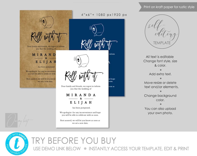 Electronic Printable Roll With It Template Digital Template - Etsy