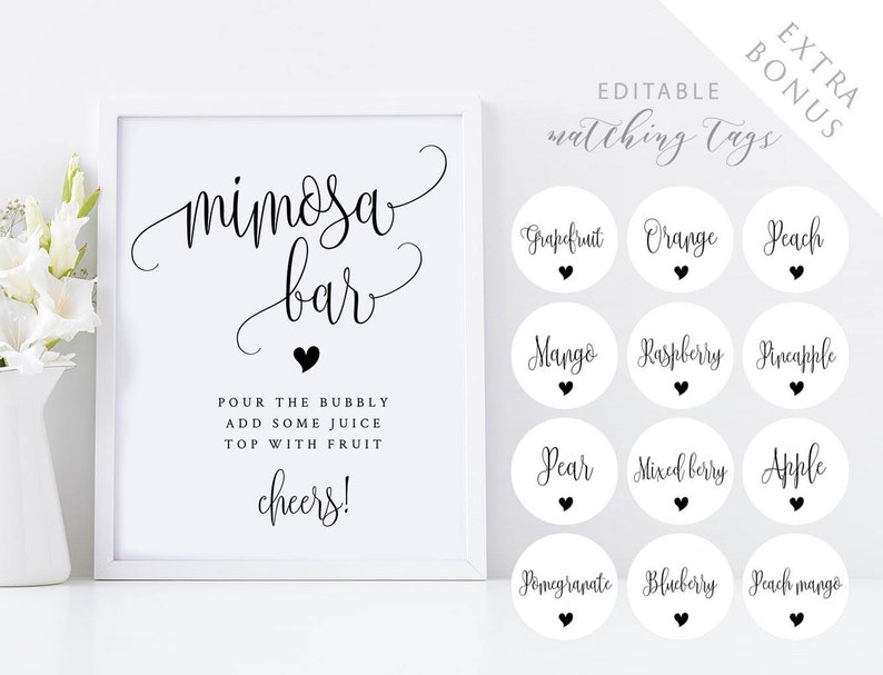 Custom MIMOSA BAR SIGN Template Mimosa Juice Labels Mimosa - Etsy