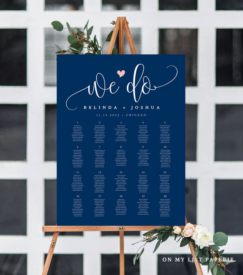 We Do Seating Chart Template Printable DIY Dinner Menu - Etsy