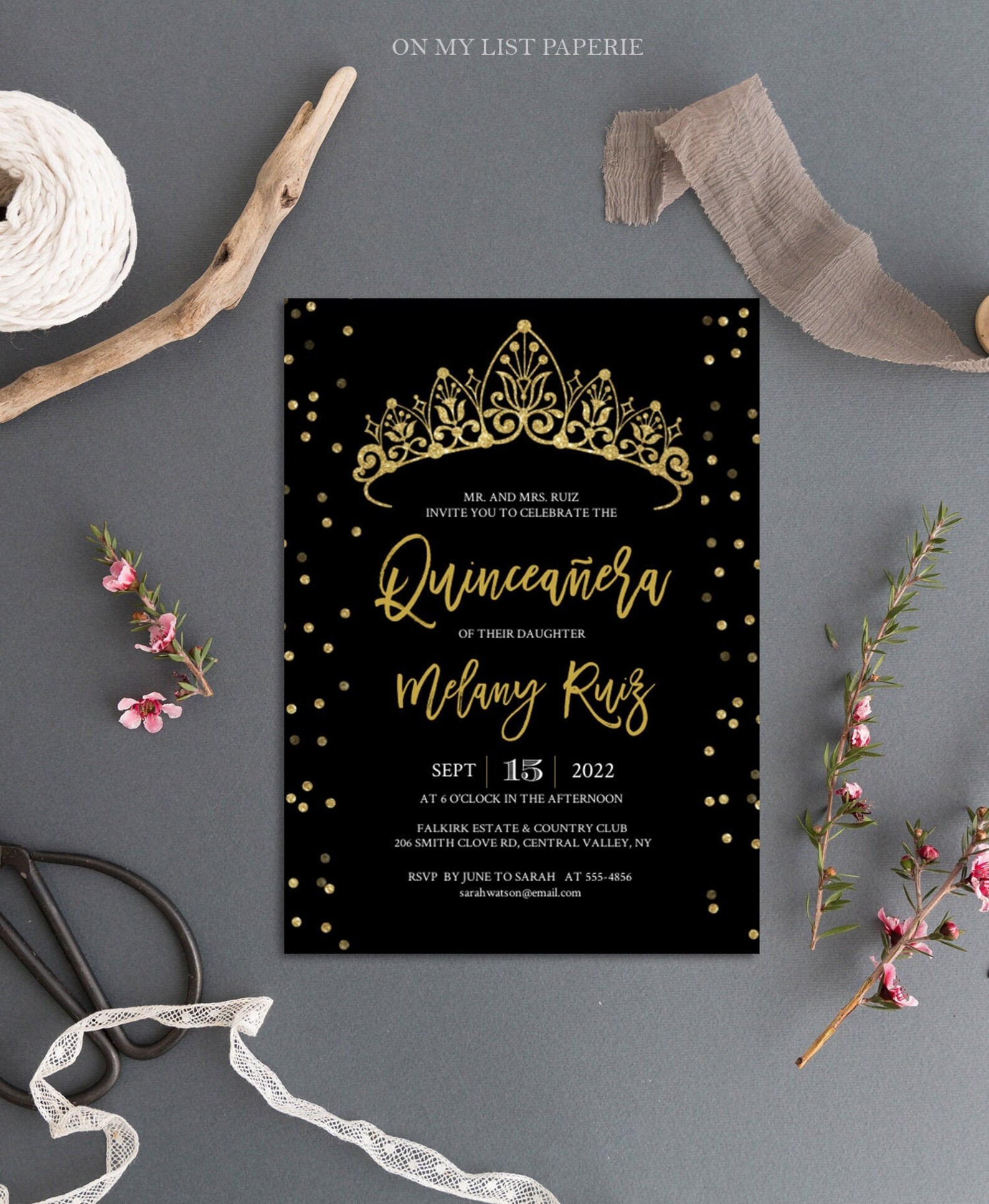 Gold Crown Quinceañera Invitation Quinceanera Invite - Etsy