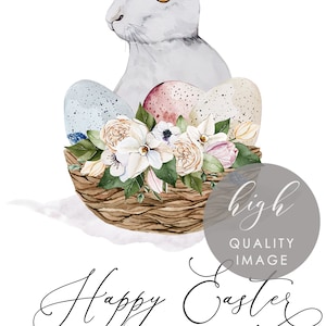 HAPPY EASTER Printable Card, Printable Easter BUNNY Card Digital ...