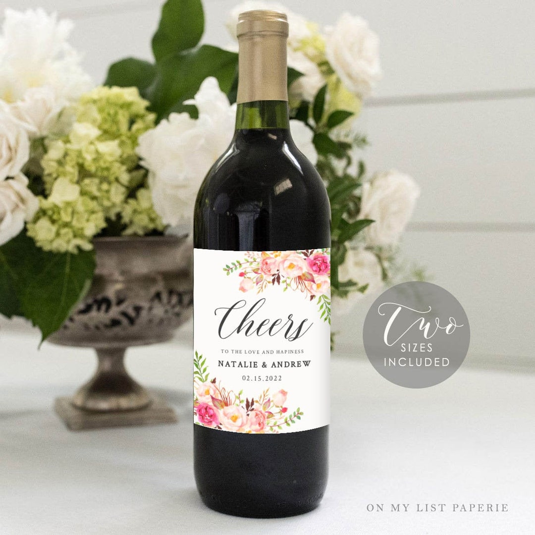Cheers Wine Label Template, 100% EDITABLE TEXT, PRINTABLE 2 Sizes: (3 ...