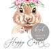 HAPPY EASTER Printable Card, Printable Easter BUNNY Card Digital ...