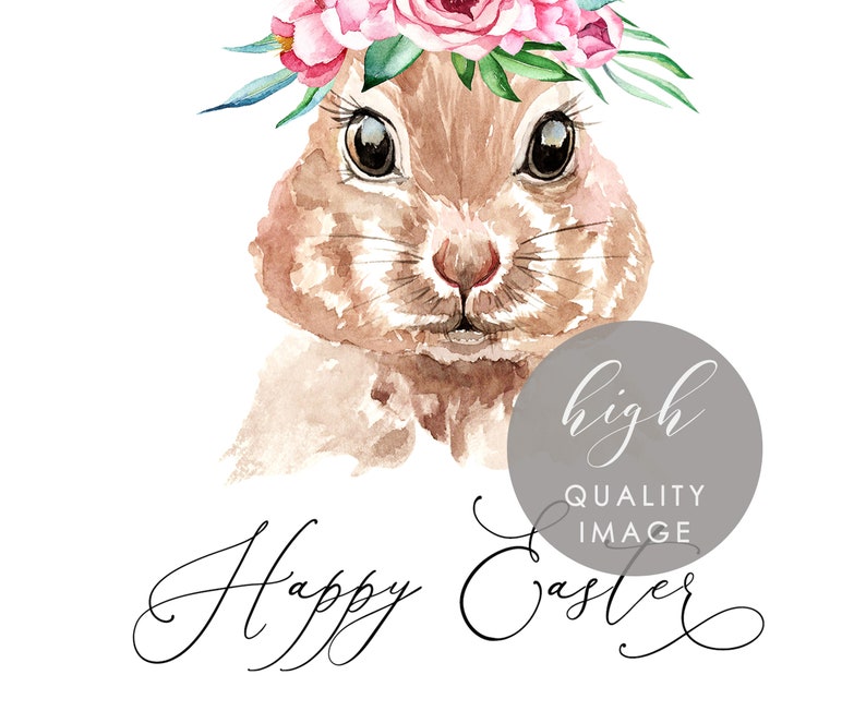 HAPPY EASTER Printable Card Printable Easter BUNNY Card - Etsy