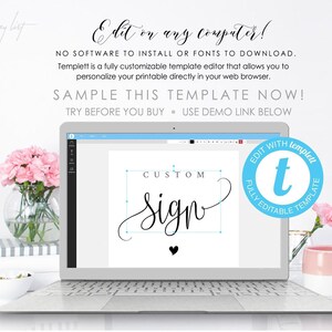 Printable CUSTOM SIGN TEMPLATE Printable Editable Template Wedding ...