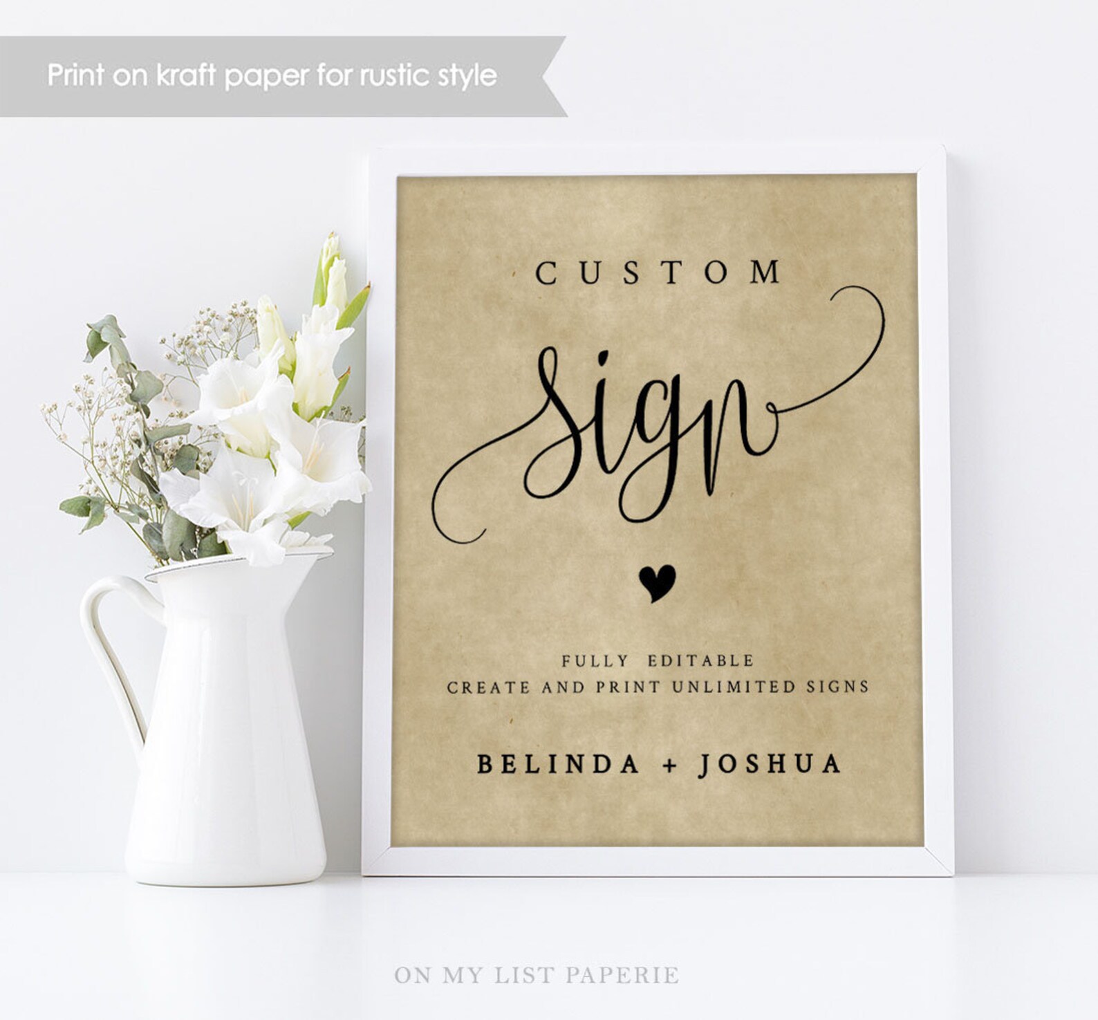 Printable CUSTOM SIGN TEMPLATE Printable Editable Template - Etsy