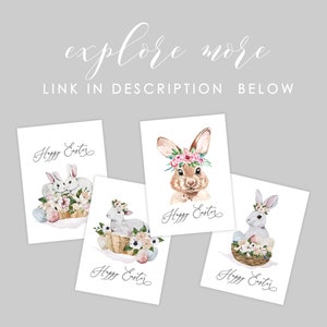 HAPPY EASTER Printable Card, Printable Easter BUNNY Card Digital ...