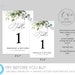 Boho Greenery Table Number Templategreenery Eucalyptus Leaf - Etsy