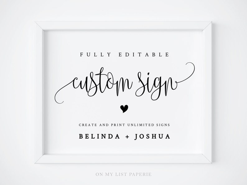 Printable CUSTOM SIGN TEMPLATE Printable Editable Template - Etsy