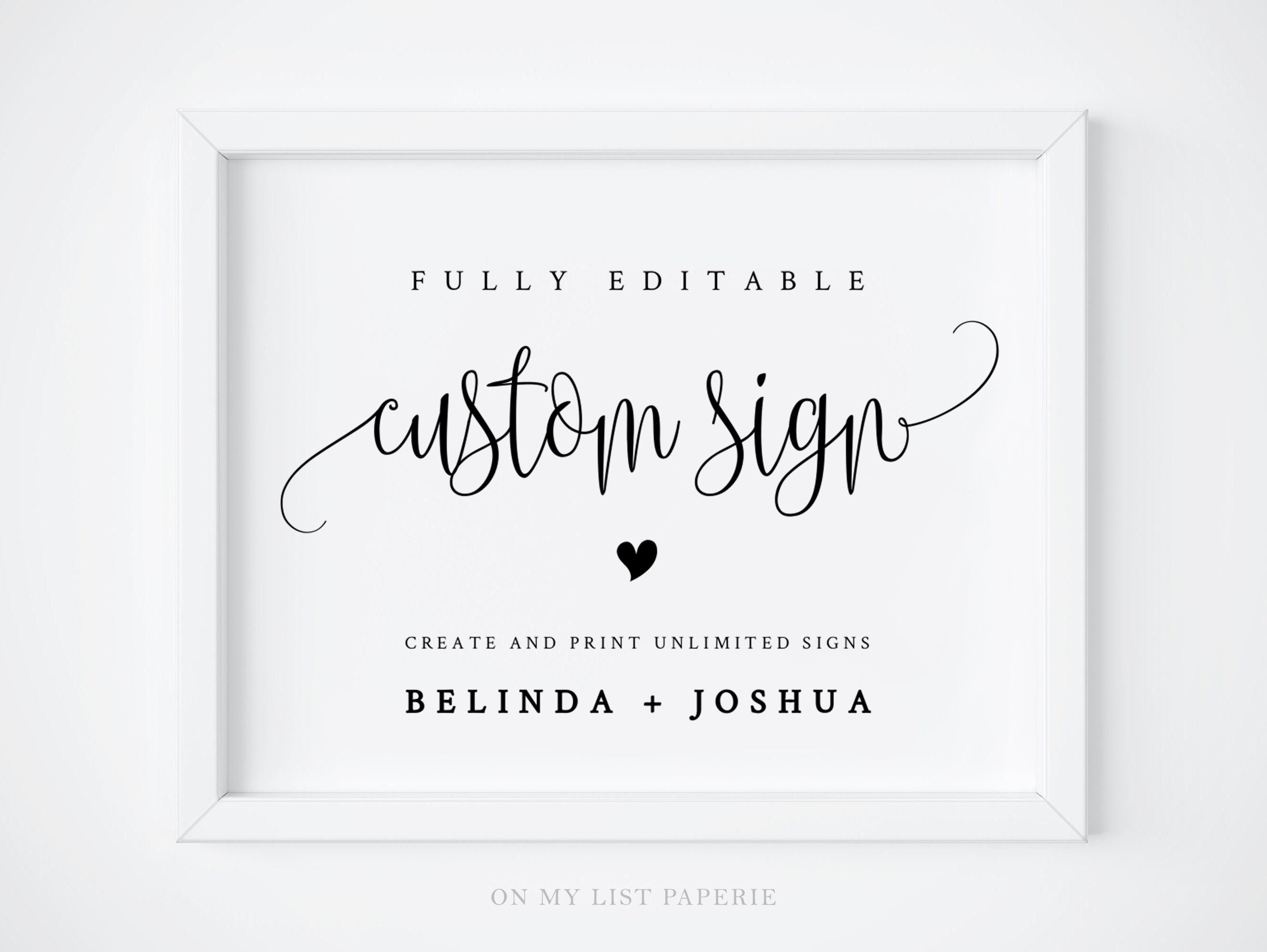 Printable CUSTOM SIGN TEMPLATE Printable Editable Template - Etsy UK