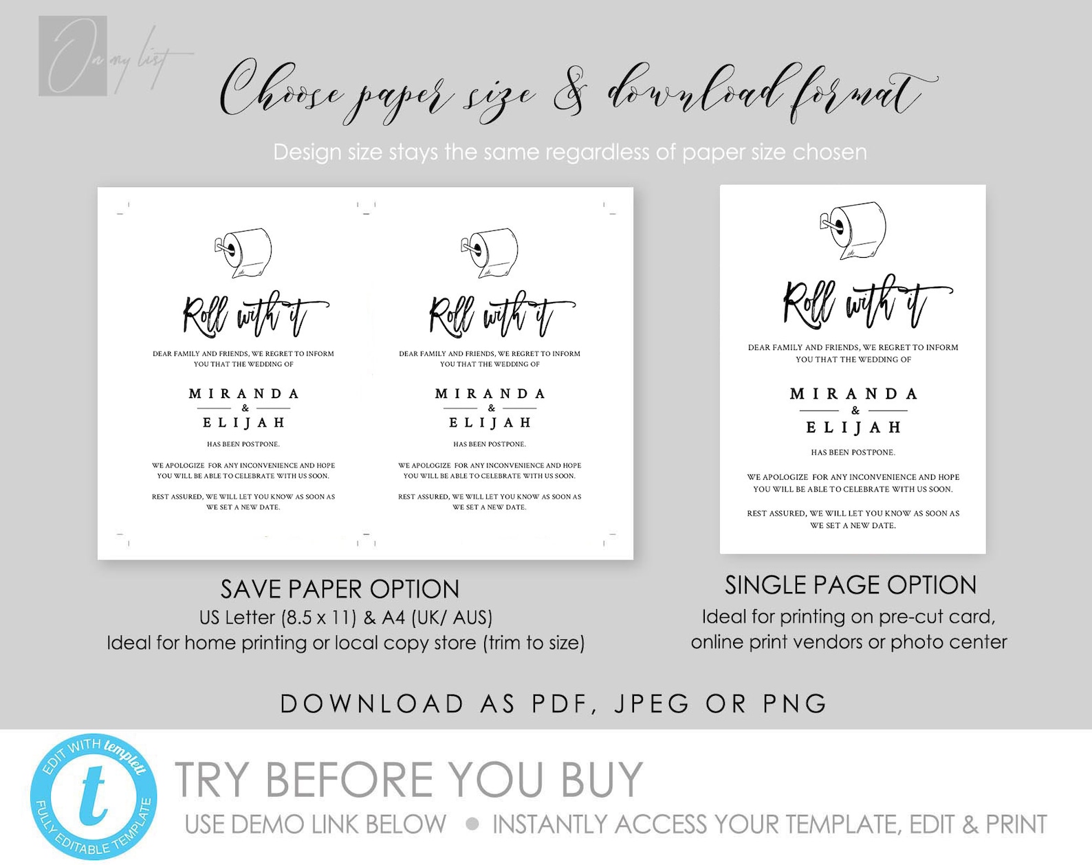 Electronic Printable Roll With It Template Digital Template - Etsy