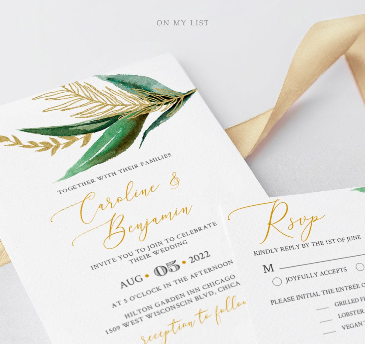 Greenery Wedding invitation template set INSTANT DOWNLOAD | Etsy