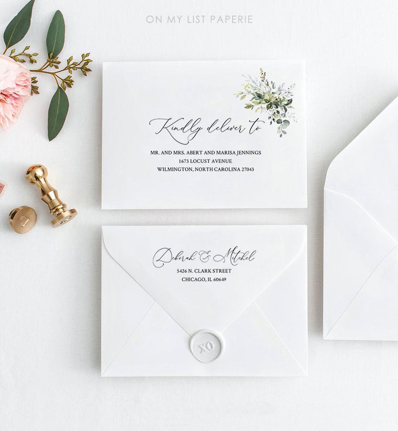 Greendery Wedding Envelope Template Address Envelope Template - Etsy