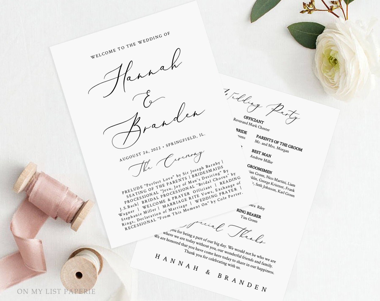 Wedding Program 100% Editable Template INSTANT DOWNLOAD - Etsy