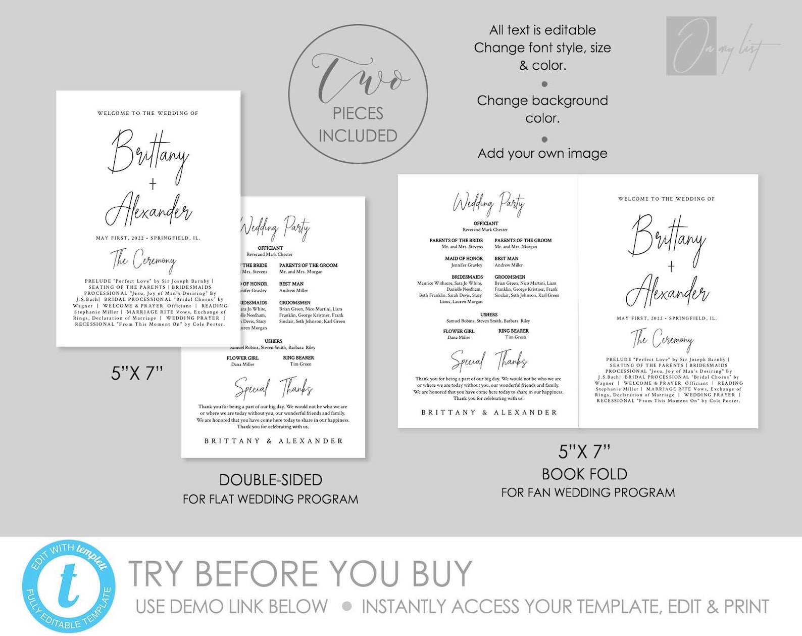 Wedding Program Template Modern Wedding Program Template - Etsy