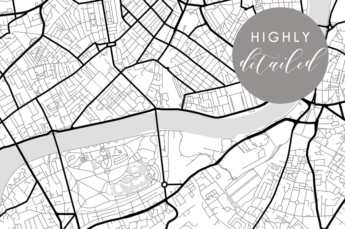 London City Map Print Black and White Map Poster London Map - Etsy
