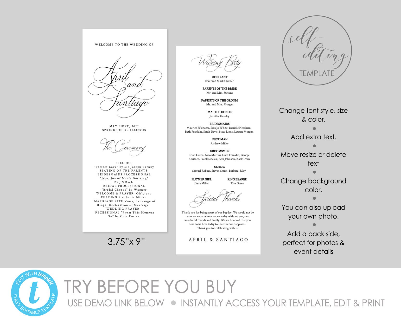 Wedding Program Template Modern Wedding Program Template - Etsy