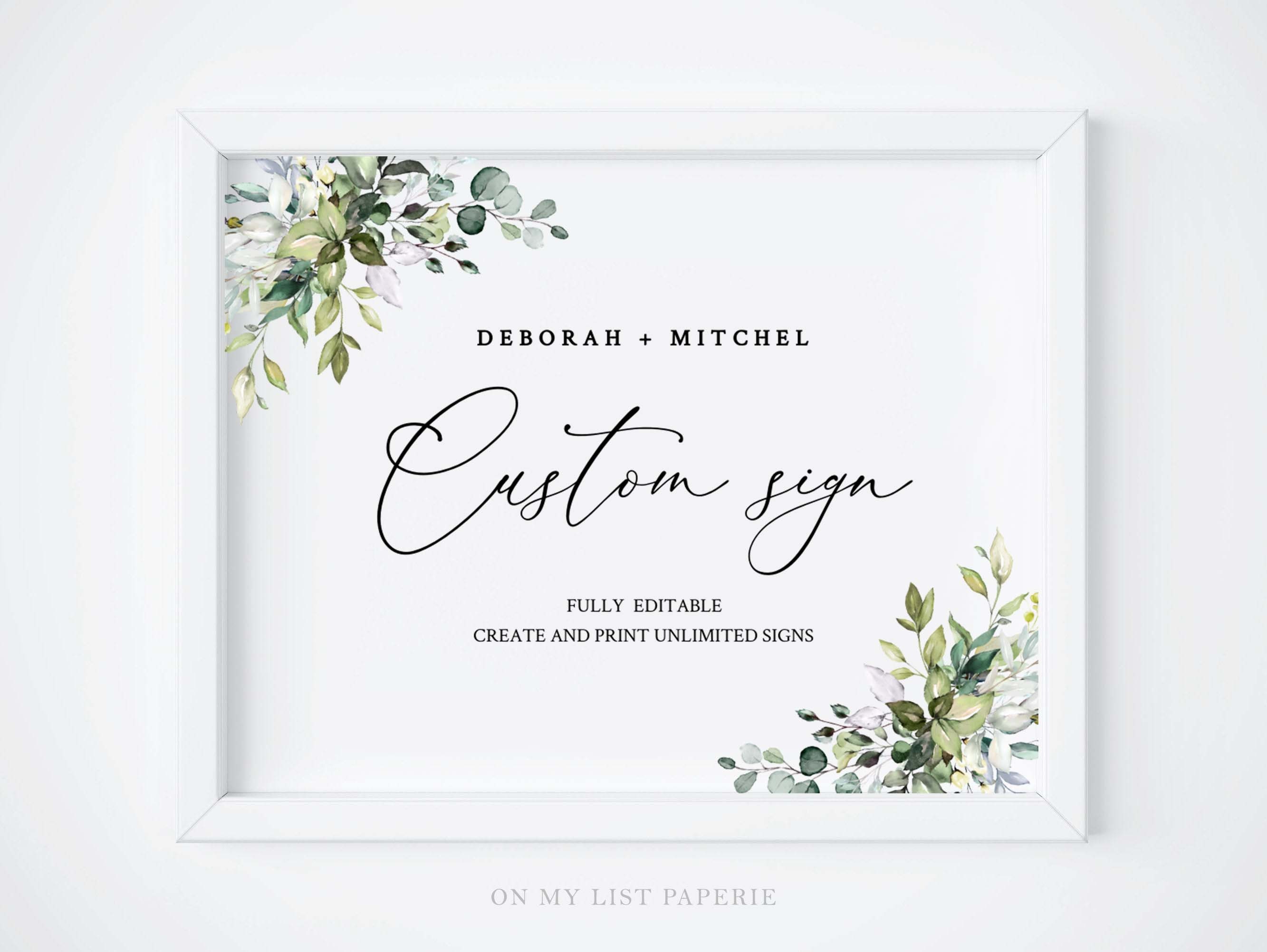 Printable CUSTOM SIGN TEMPLATE Wedding Sign Printable Editable - Etsy UK