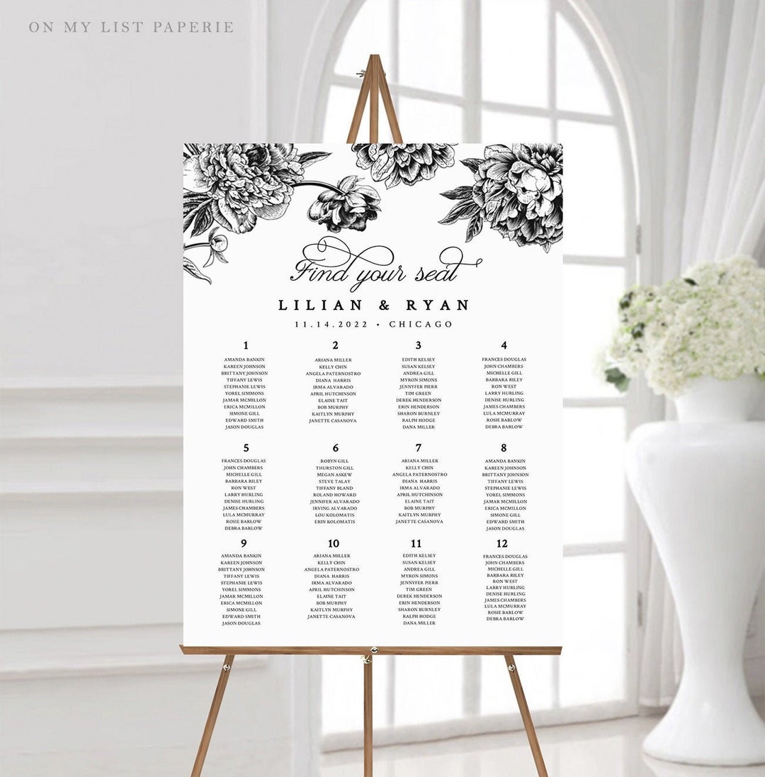 Wedding Seating Chart, Seating Chart Wedding, Seating Chart Template ...
