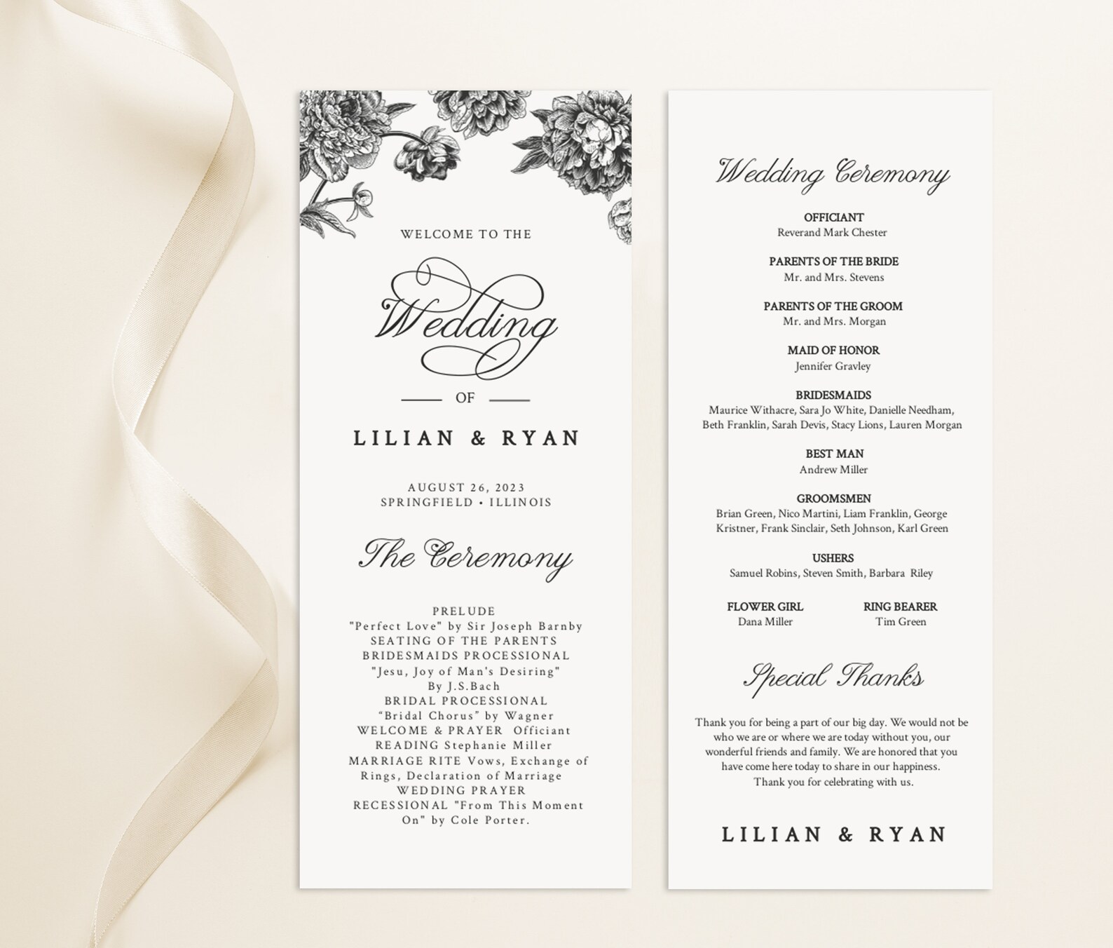 Wedding Program Template Floral Wedding Program Template - Etsy