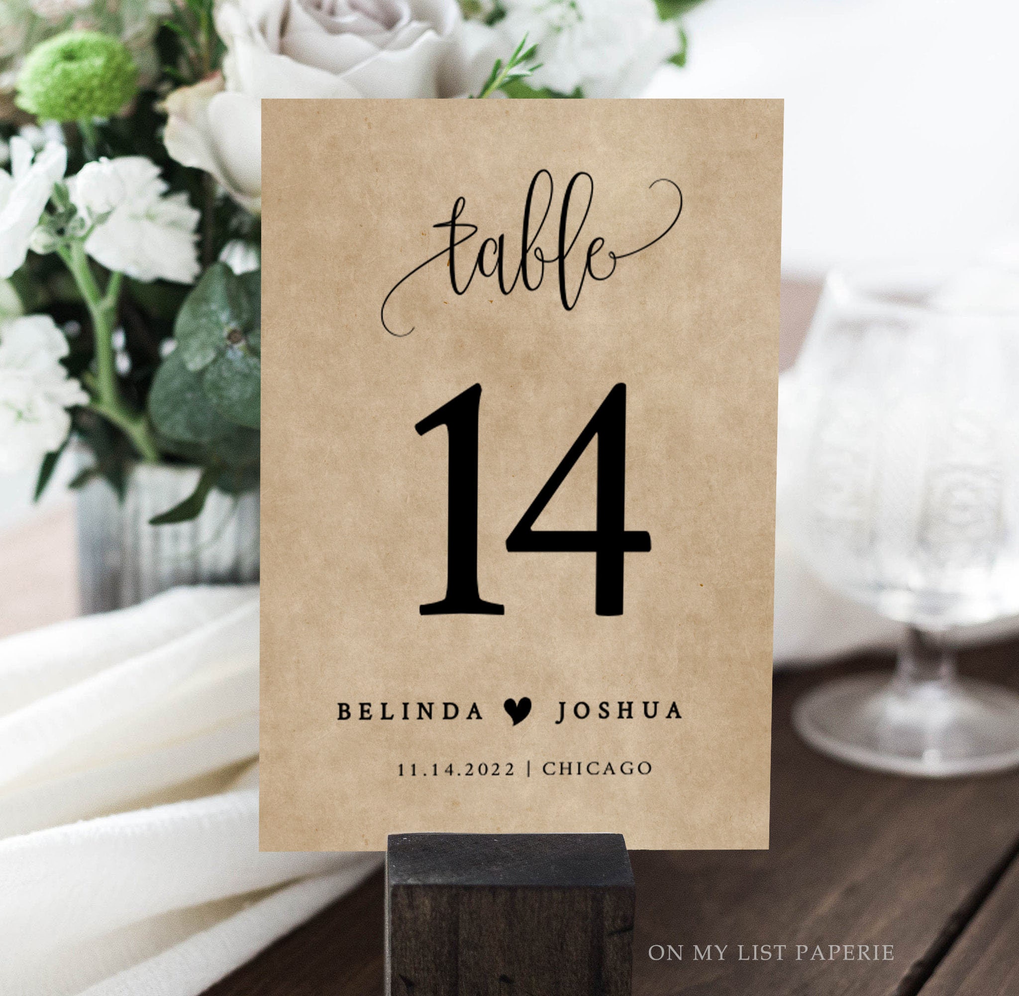 Kraft Table Number Template Table Numbers Printable Table - Etsy
