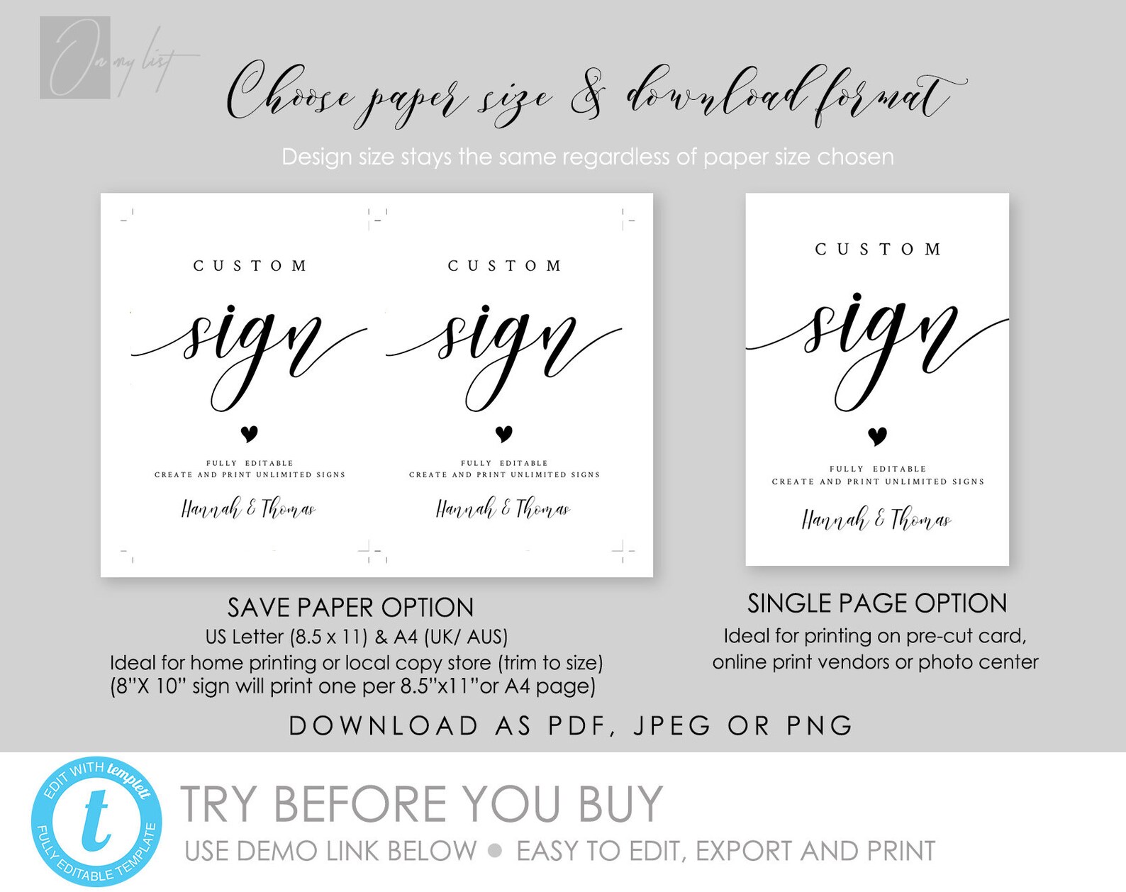 Printable CUSTOM SIGN TEMPLATE Wedding Sign Printable Editable - Etsy