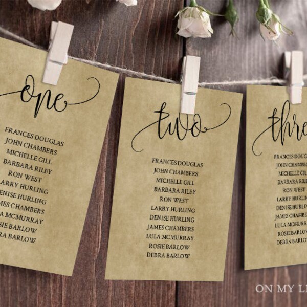 Seating Chart 5x7 Cards - Etsy