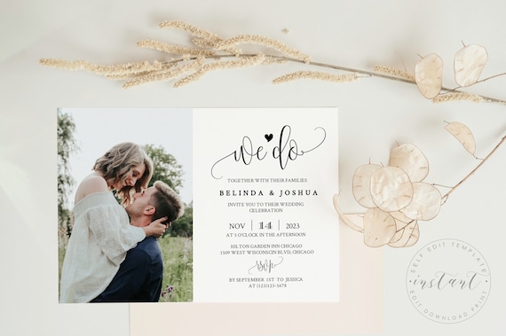 We Do Wedding Invitation Template Photo Wedding Invitation | Etsy