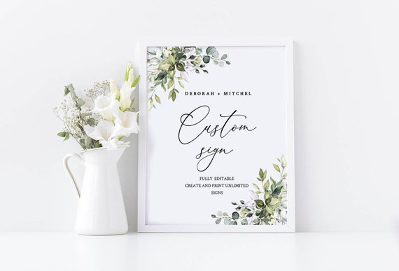 Printable CUSTOM SIGN TEMPLATE Wedding Sign Printable Editable | Etsy UK
