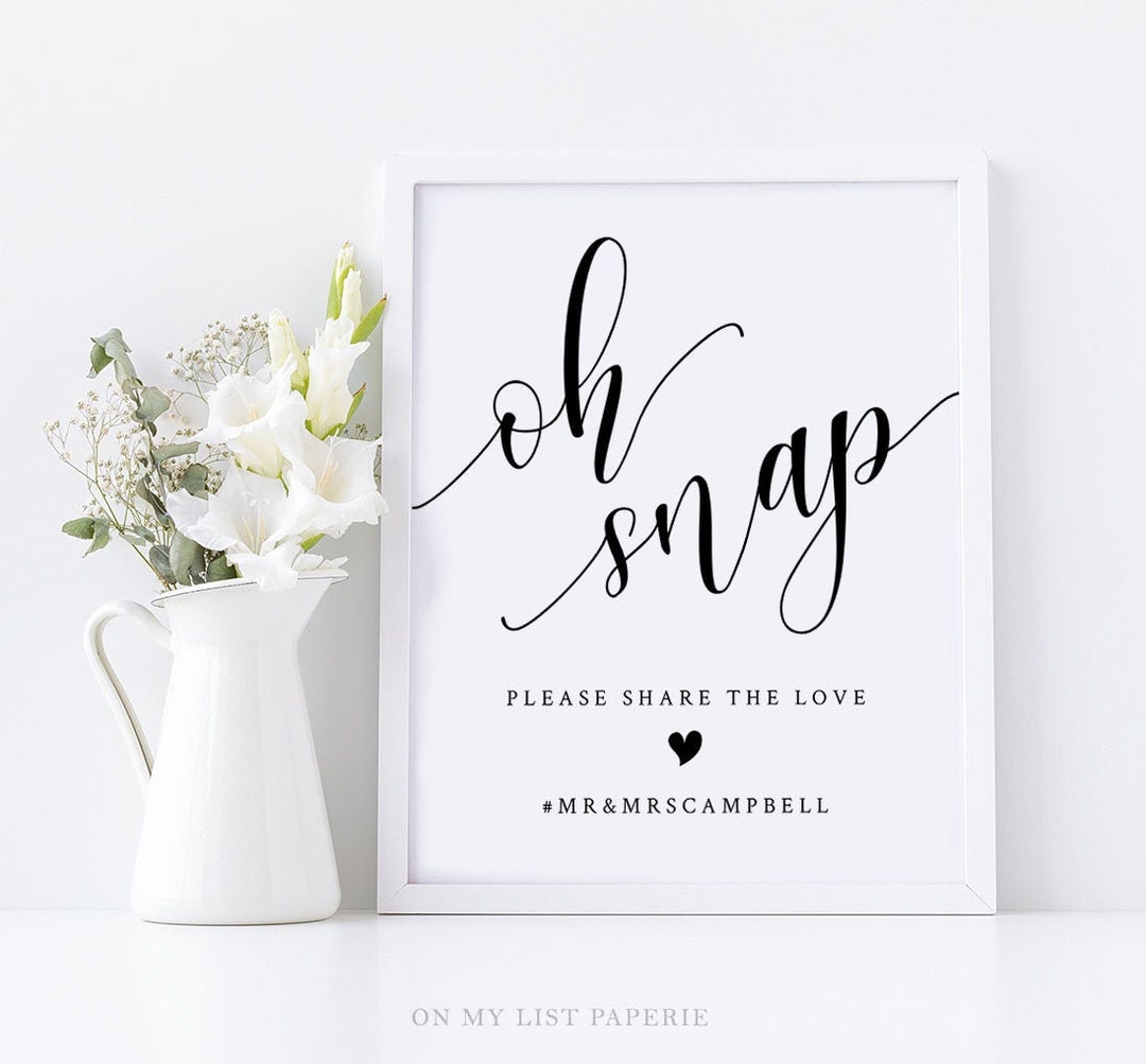 Oh Snap Sign Template, Wedding Sign, Kraft Rustic Printable DIY ...