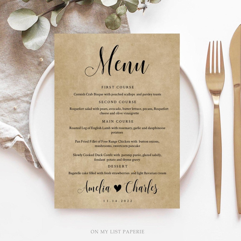 Rustic Menu - Etsy