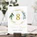 Greenery Table Number Template,greenery Gold, Printable DIY, INSTANT ...