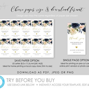 Navy Blue and Blush Wedding Favor Tags or Labels, 100% Editable ...