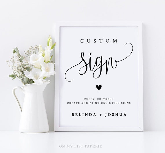 Printable CUSTOM SIGN TEMPLATE Printable Editable Template - Etsy UK