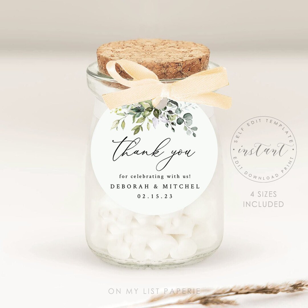 Round Favor Tag Template, Greenery Wedding Favor Tag,square Favor Tag ...