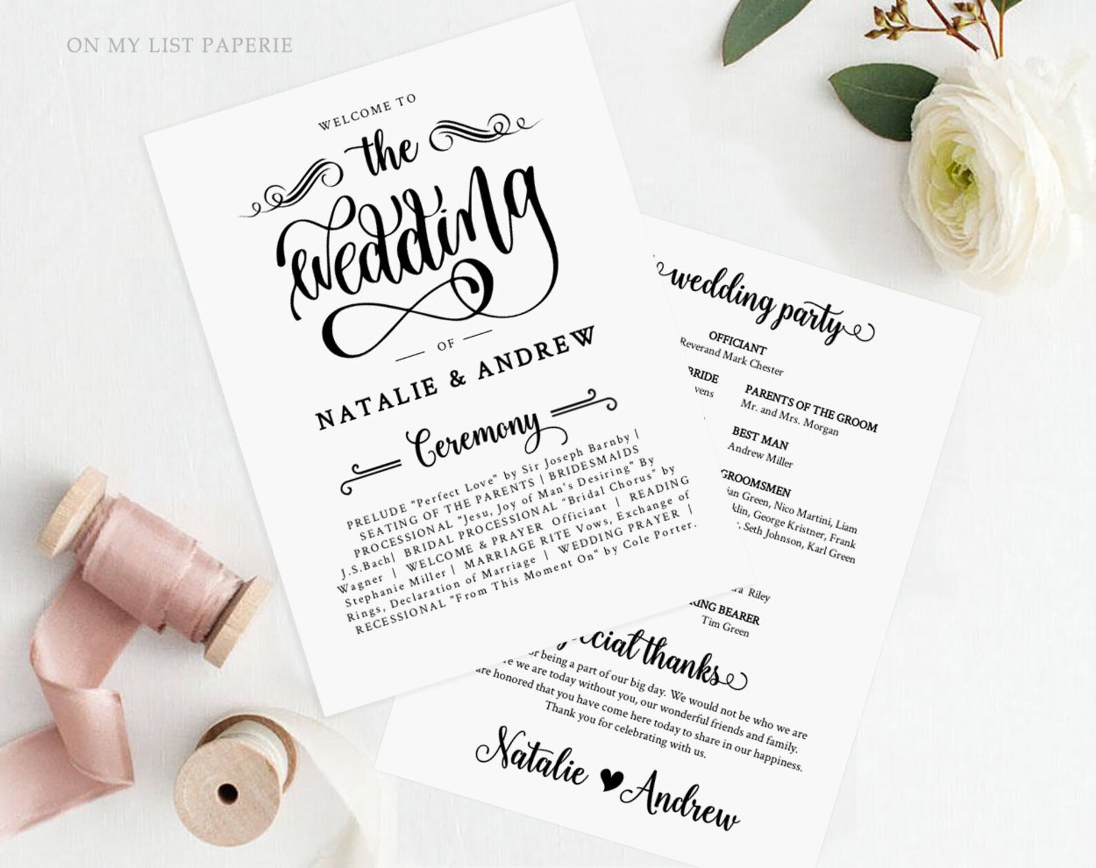 Kraft Rustic Fan Wedding Program 100% Editable Template - Etsy