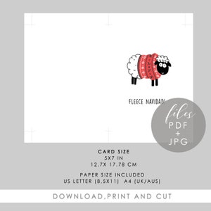 Fleece Navidad Christmas Card Printable, Funny Christmas Card, Sheep ...