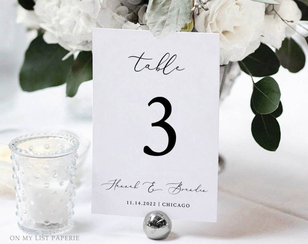 Table Number Template, Black and White, Printable DIY, INSTANT DOWNLOAD ...