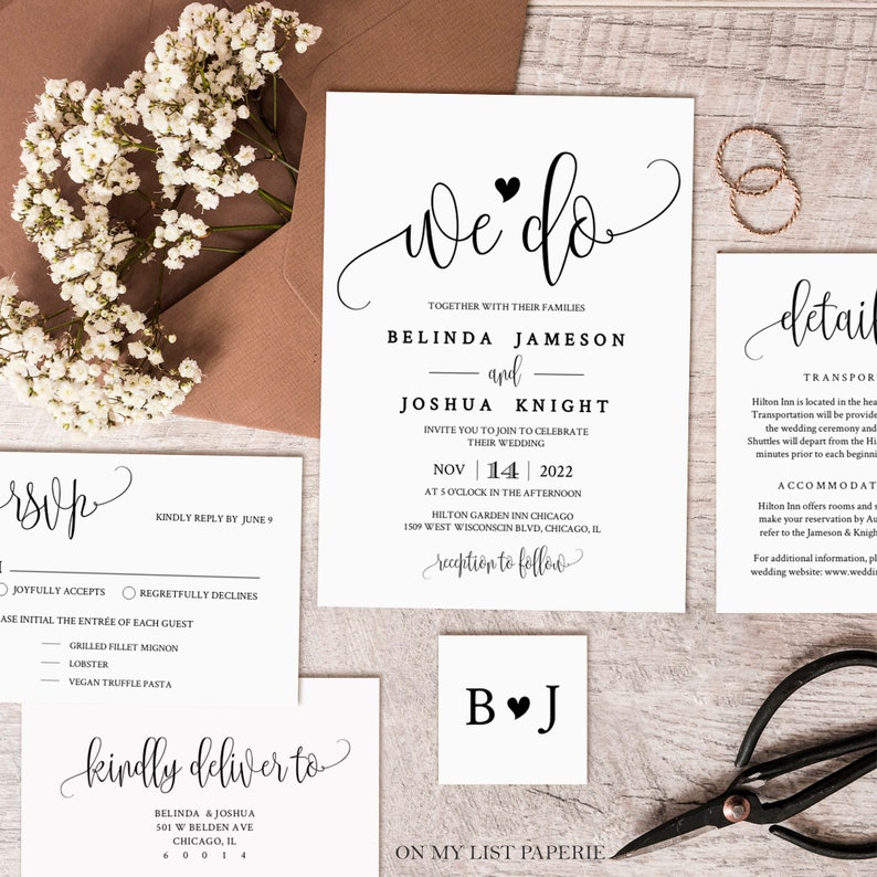 We Do Wedding Invitation Set Editable Template INSTANT - Etsy